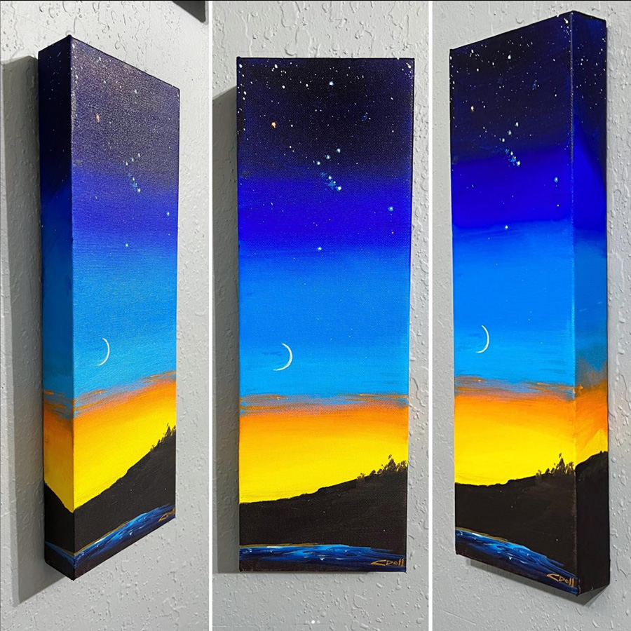 Twilight Moon with Orion (Original) – Space Art by Christopher Doll