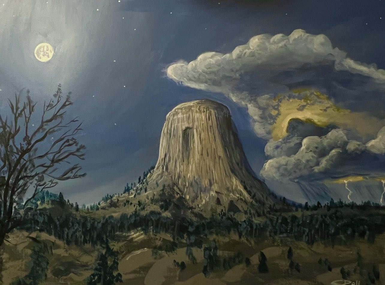 Devil’s Tower by Moonlight (original) – Space Art by Christopher Doll