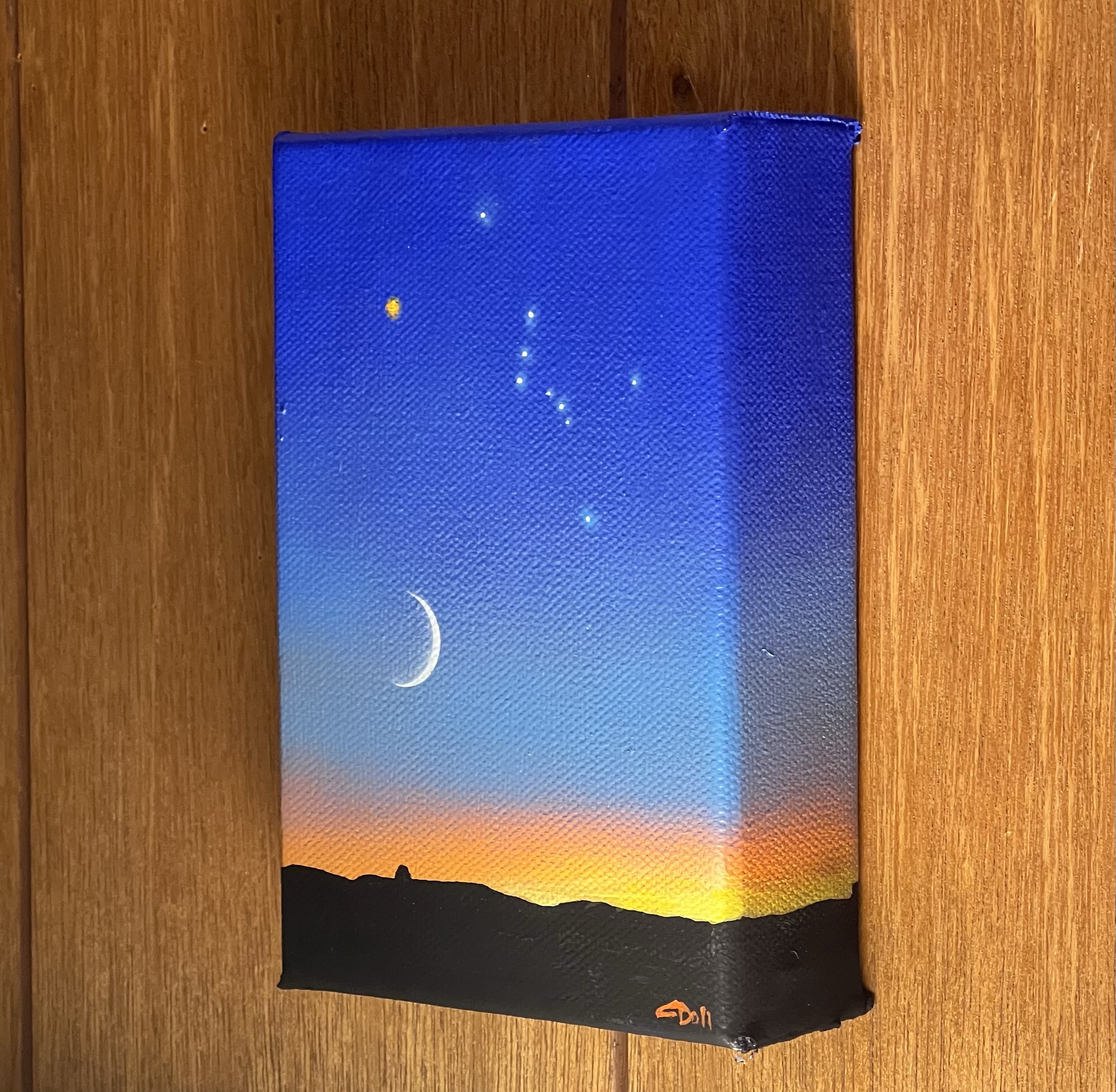 Twilight Moon with Orion 26 (original) – Space Art by Christopher Doll